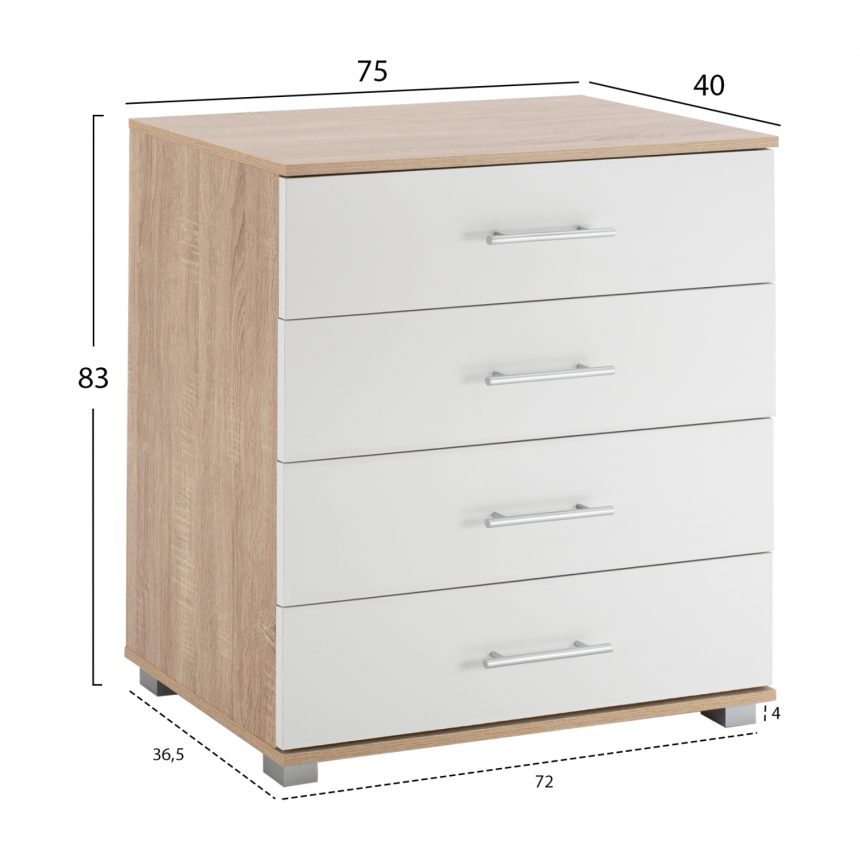 ΚΟΜΟΔΙΝΟ ΜΕΛΑΜΙΝΗΣ HM2220.06 SONAMA - ΛΕΥΚΟ 48x40,5x41,5 εκ. - eXepafis ...